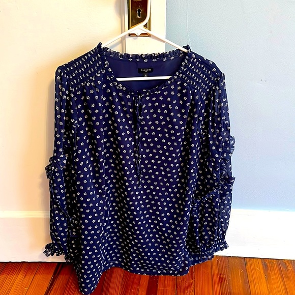 Talbots | Tops | Gorgeous Navy Blue Plus Sized Talbots Blouse With ...